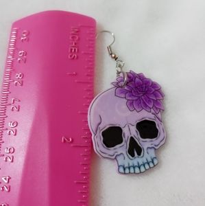 Jewelry | Purple Skull Flower Halloween Gothic Earrings | Poshmark